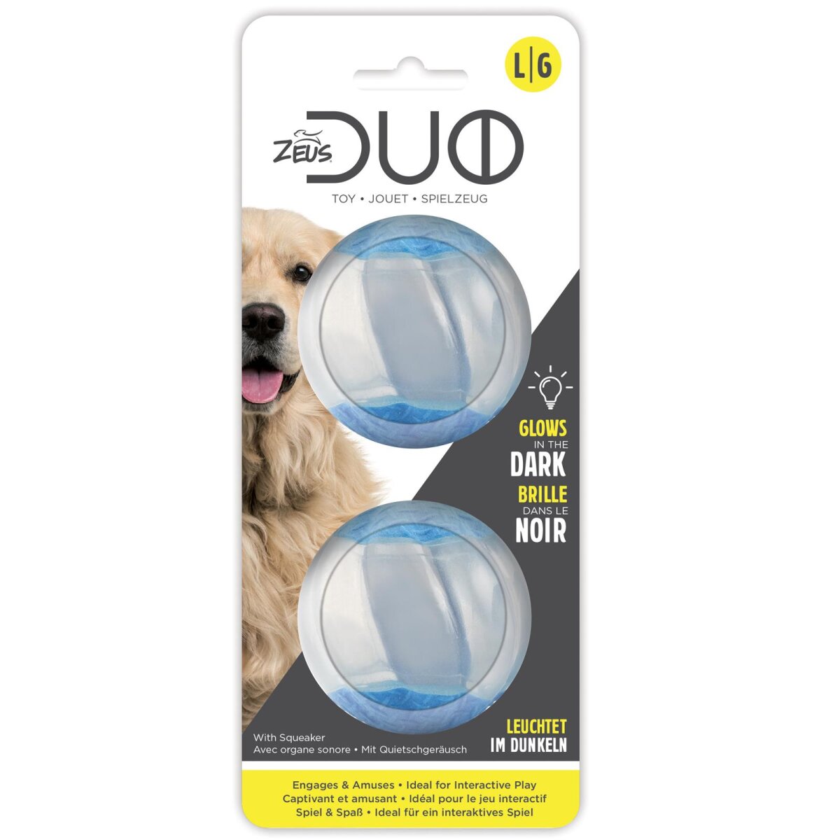 Zeus Duo Ball, 6,3cm, Quitsch & Glow, 2er-Pack, 6,29